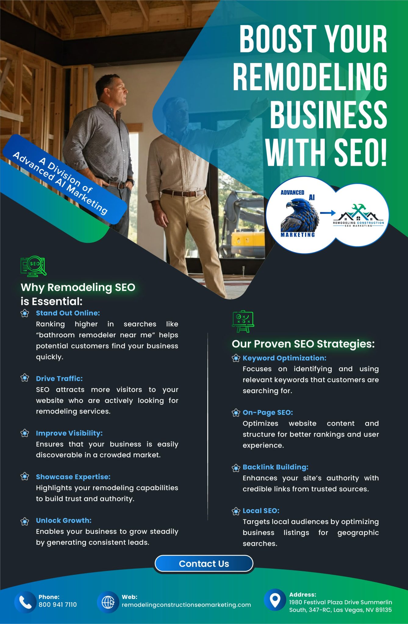 Custom Website Design - Remodeling Construction SEO Marketing